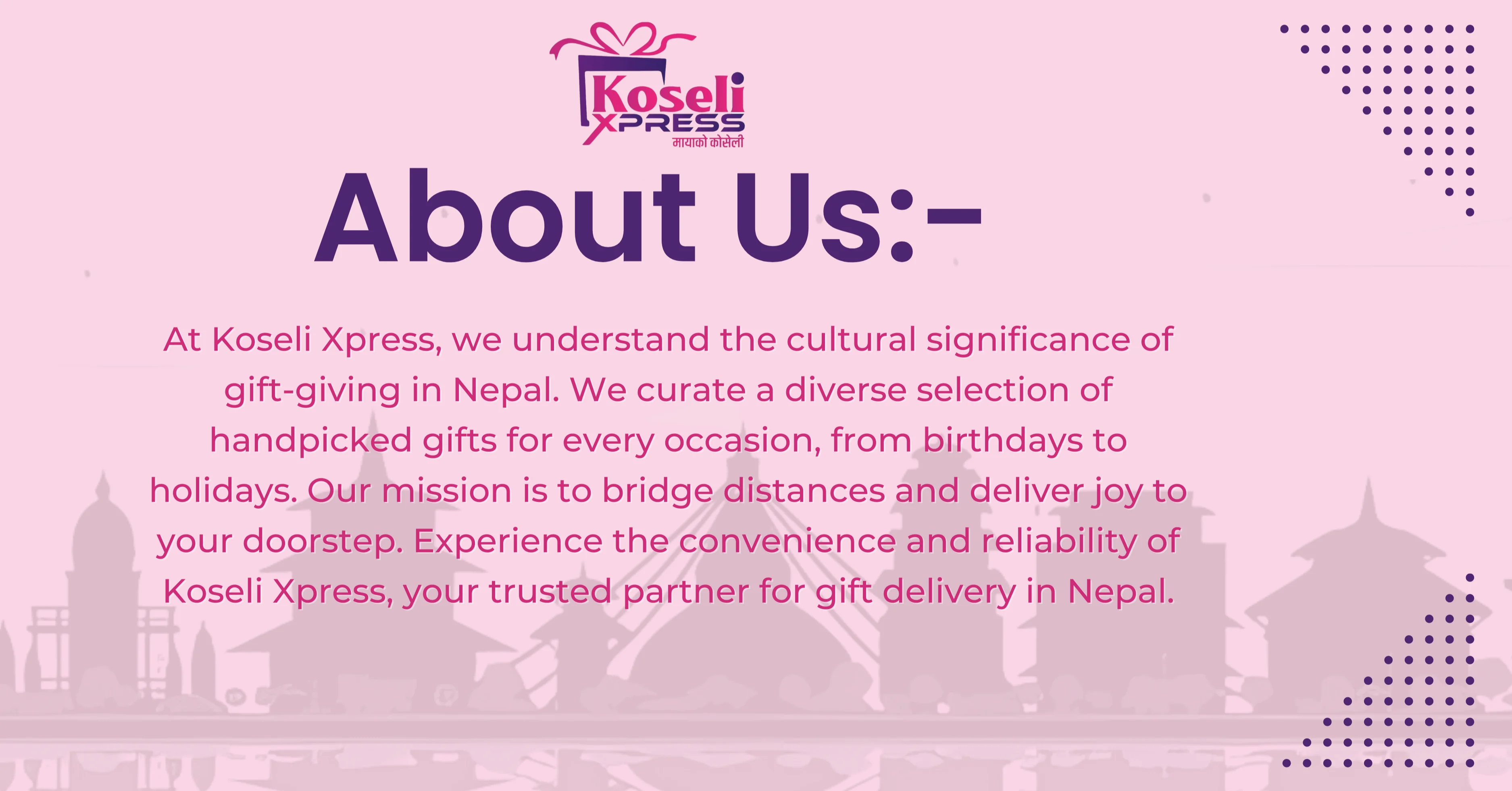 About Us | Send Gifts to Nepal Online | Same Day Delivery — Koseli Xpress