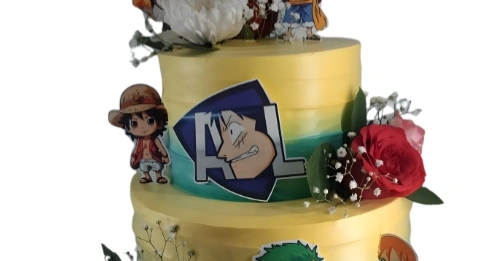Luxury Cartoon Theme Celebration Cake Featuring Luffy Crew Designs ...