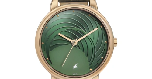 Fastrack Stunners Quartz Multifunction Green Dial Leather Strap Watch ...