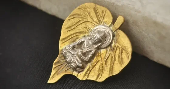 Brass Peepal Buddha Brooch