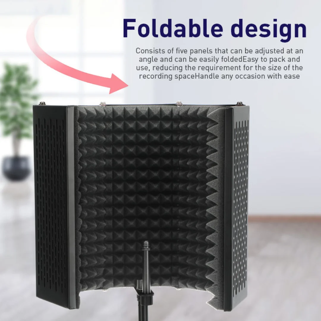 5-Panel Microphone Isolation Shield – Adjustable & Foldable Sound ...