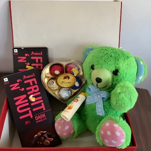 Luxury Love Hamper Featuring Chocolates, Nourishing Lotion & Soft Teddy ...