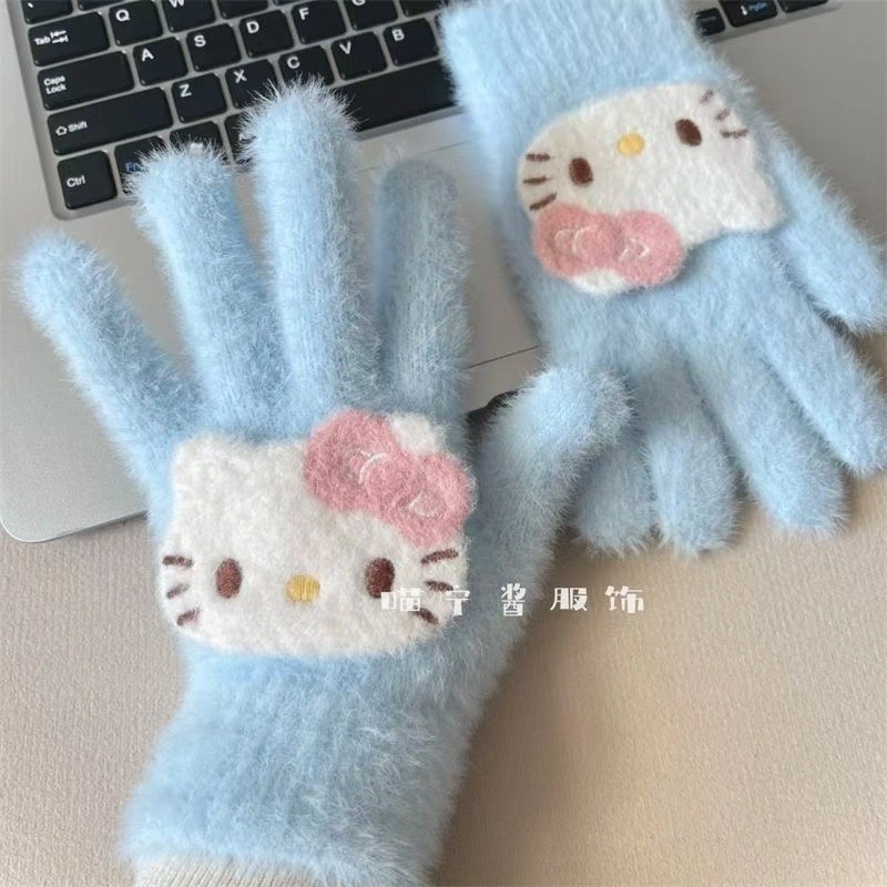 Cute Wollen Hello Kitty Gloves